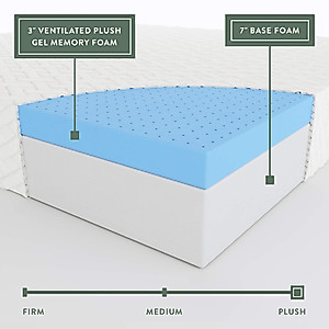 Edenbrook 10 Inch Gel Infused Memory Foam Mattress-Plush Mattress-Ventilated Memory Foam-Dual Layered-Bed in a Box