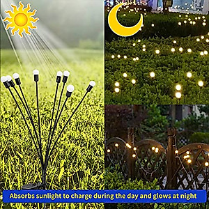 Solar Powered Firefly Lights, Solar Lights Outdoor Waterproof, 8 Warm White Light Bulbs Starburst Swaying, Solar Garden Decorative Lights, for Path Landscape Outdoor Decorative Lights (4 pcs)