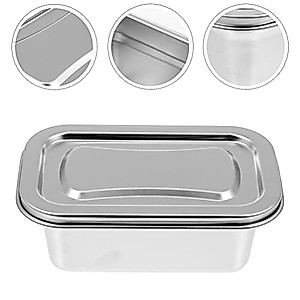 Hemoton Reusable Ice Cream Storage Containers with Lids Stainless Steel Food Keeper Freezer Box Insulated Ice Cream Tub for Refrigerator Home Made Ice Cream