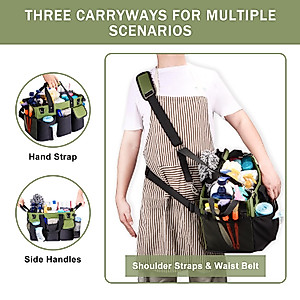 Viajero Wearable Cleaning Caddy Bag, Large Cleaning Supplies Organizer Housekeeping Supply Caddy Detailing Bag with Handle Shoulder Waist Straps for Tote Tools Products Housekeepers Car Home House