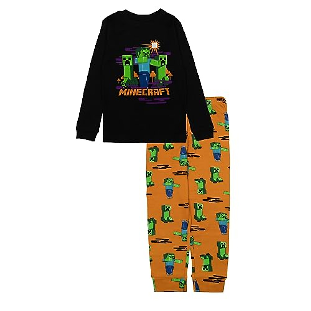 Minecraft Boys' Big 2-Piece Snug-fit Cotton Holiday Pajama Set, Soft & Cute for Kids, IM SSSCARED, 8