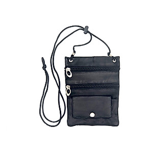 Goson Leather Purse Organizer Shoulder Bag 4 Pocket Micro Handbag Travel Wallet - 2 Pack (Black & Red)