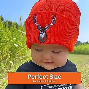 Klarny Outdoors Winter Hat for Kids - Adorable Beanie for Babies | Knitted Skullcap for Boys & Girls | for Ages 0-36 Months Blaze Orange