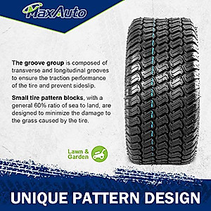 MaxAuto 2 Pcs 16x6.50-8 Lawn Mower Tire for Garden Tractors Riding Mowers, 4PR, Tubeless