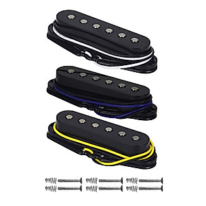 FLEOR Alnico 5 Strat Pickup Single Coil Pickups Guitar Neck/Middle/Bridge Pickup Black for Strat Squier Electric Guitar