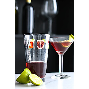 14 oz Recipe Glass Cocktail Shaker With Strainer Top - Includes 6 Cocktail Drink Recipes (Vodka Theme)