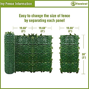 FLORALEAF Artificial Ivy Privacy Fence Screen 39''x117'' Artificial Hedge Leaf and Faux Ivy Vine Leaf Fence Wall Decoration for Outdoor Garden, Yard Decore