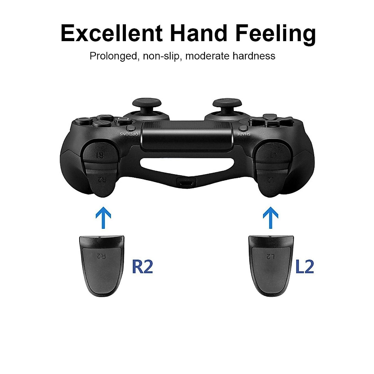 V BESTLIFE Trigger Extenders, Game Controller L2 R2 Controller Extenders Buttons Extension Trigger Soft Touch Extended Grips for PS4 (Black)