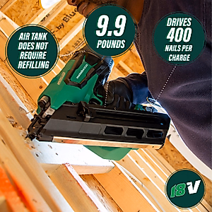 Metabo HPT 18V MultiVolt™ Cordless Framing Nailer Kit | Accepts 2-Inch up to 3-1/2-Inch Clipped & Offset Round Paper Strip Nails | 30 Degree Magazine | NR1890DCS