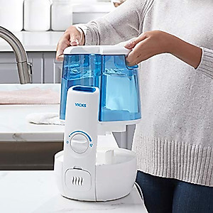 Vicks Filter-Free CoolRelief Cool Mist Humidifier, Medium Room, 1.2 Gallon Tank – Visible, Medicated Ultrasonic Humidifier for Baby, Kids and Adults, Works With Vicks VapoPads and Vicks VapoSteam
