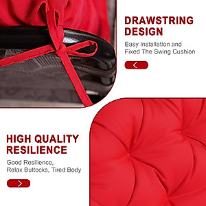 Outdoor Swing Cushions, 3 Seat Porch Swing Cushion Replacement with Backrest, Swing Cushions for Outdoor Furniture, for Patio,Backyard,Porch Garden Bench Cushion(Red 55 * 40 in)