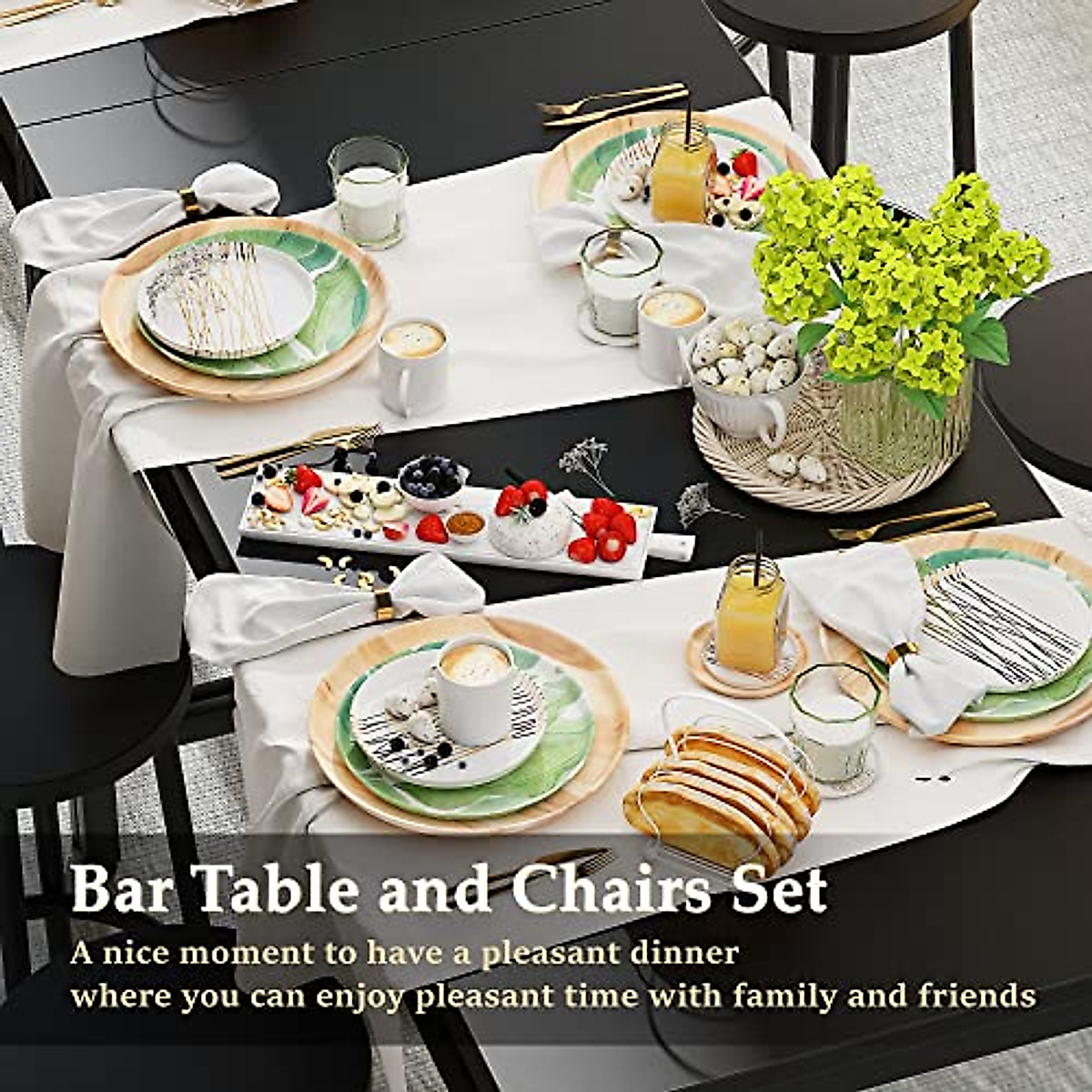 Hooseng Kitchen Table and Chairs for 4, Industrial 5 Piece Dining Room Set, Counter Height for 35.4'', Bar Table with 4 Stools for Home, Breakfast Nook, Restaurant, Pub, Black