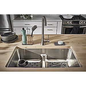 Spectrum Diversified Hexa Raised Feet Quick-Drying, Heavy-Duty Protector with Non-Slip Surface, Small Mat for Dual Sinks, Frost/Gray