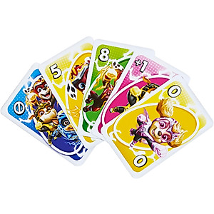 Mattel Games UNO Junior Paw Patrol: The Mighty Movie Kids Card Game for Family Night Featuring 3 Levels of Play