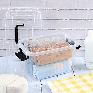 Oymlclivisa 6 Quart Plastic Storage Latching Bins with Handles, Clear Plastic Storage Boxes with Lids, 6 Packs