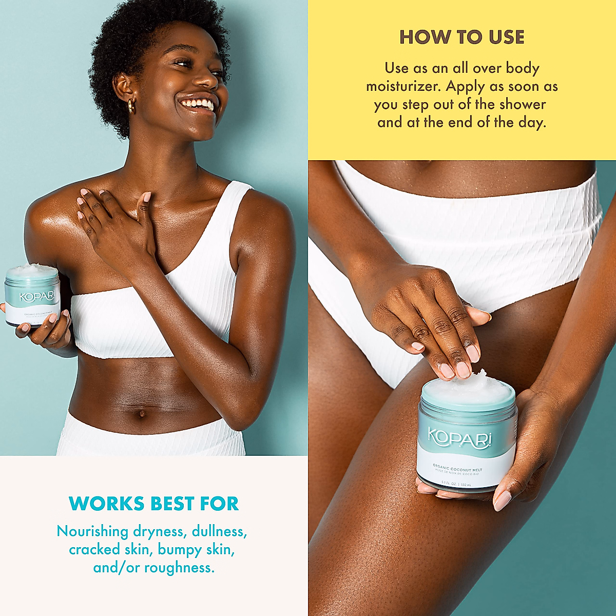 Kopari Organic Coconut Melt | Multi Purpose Skin Moisturizer, 100% Unrefined Coconut Oil Skin Care For Body, Hair, Face | Vegan, Cruelty Free, Paraben & Sulfate Free | 5.1 Oz