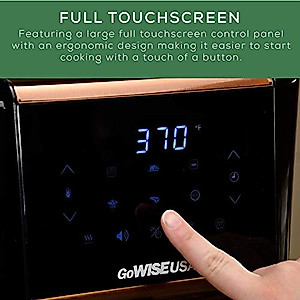 GoWISE USA 7-Quart Air Fryer & Dehydrator - with Ergonomic Touchscreen Display with Stackable Dehydrating Racks with Preheat & Broil Functions + 100 Recipes (Black/Copper))