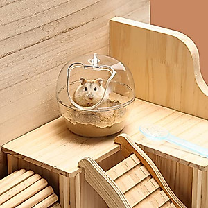 small pet Hamster Sand Bath Container, Transparent Plastic Toilet with Sand Scoop Set, Bath tub Bathroom Special Animals Cage Accessories