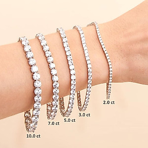 Diamond2Deal 14k White Gold Round Cut Lab Grown Diamond Tennis Bracelet Gift for Women (1 ct, Color-D, Clarity- VS)