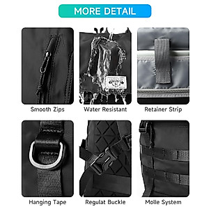 MOYYI Rolltop Backpack for Men Flap Rucksack Expandable Fits 17 inch Laptop Roll Top Backpack for Commute Travel Hiking Urban Black (3 in 1)