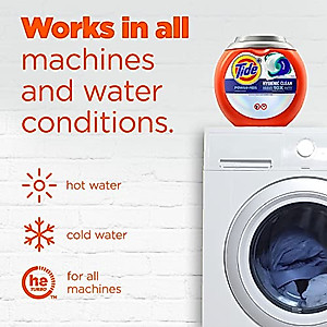 Tide Power PODs Hygienic Clean Heavy Duty Liquid Laundry Detergent Pacs HE Compatible 45 Count Hypoallergenic Free and Clear of Dyes and Perfumes For Visible and Invisible Dirt