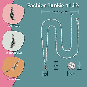 FashionJunkie4Life Sterling Silver Cucumber Necklace 18" Cable Chain | Birthday Gifts for Women