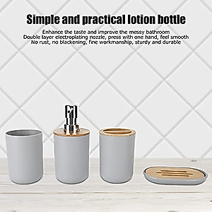 Garosa 4Pcs Bathroom Accessory Set Bamboo Waterproof Plastic Toothbrush Cup Lotion Dispenser Soap Box Tooth Mug for Home Hotel Gift (Grey)