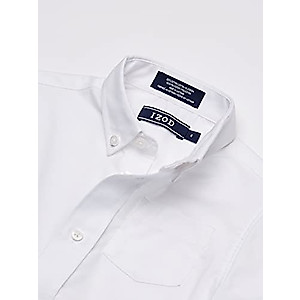 IZOD boys Long Sleeve Solid Button-down Oxford button down shirts, White, 12 US
