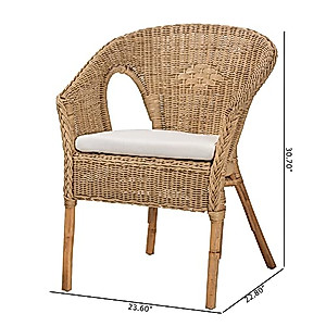 bali & pari Abbey Natural Rattan Dining Chair, One Size