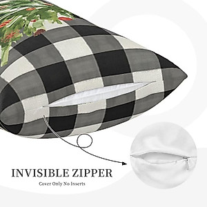 AEIOAE Christmas Pillow Covers 12x20 Inch Set of 2, Buffalo Plaid Christmas Tree Decorative Throw Pillows Farmhouse Linen Nature Forest Xmas Winter Pillow Case for Couch Sofa Outdoor Decor