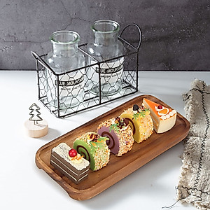 2 Pcs Small Rectangular Wooden Tray Decorative Acacia Wood Appetizer Cheese Plates Small Sandwich Dessert Trays Rectangle Serving Platter for Decor Snacks Plate Food Dish Charcuterie Boards