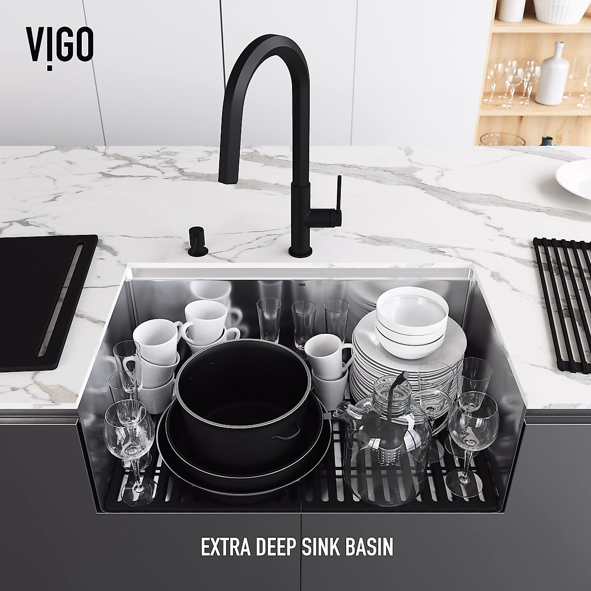 VIGO Mercer 30 inch L x 20 inch W Undermount Stainless Steel Single Bowl Kitchen Sink with Accessories - Kitchen Sink VGR3020CK1