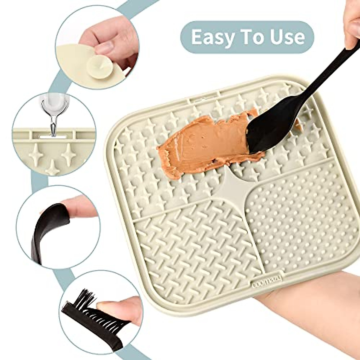 Coomazy Lick Mat for Dog and Cat, Slow Feeder & Non-Slip Design, Boredom and Anxiety Reducer, Suitable for Food, Treats, Yogurt, Peanut Butter and Liver Paste, BPA-Free, Non-Toxic, 2-Packs