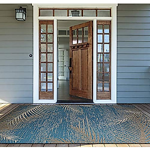 Couristan Monaco Tropical Palm Indoor/Outdoor Area Rug, 7'6" x 10'9", Ocean