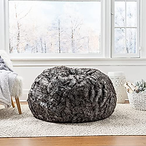 Christopher Knight Home Glendon Modern 3 Foot Faux Fur Bean Bag Cover (Only Skin), Black and White