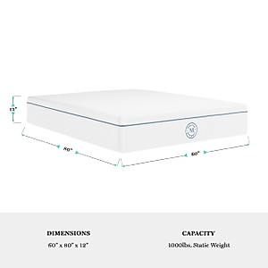Martha Stewart SleepComplete Queen Mattress in a Box, Medium-Firm Pocket Spring and Foam Hybrid Mattress, Dual-Action Cooling, 5-Zones, Coolweave Cover,12", White