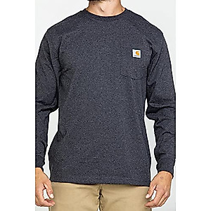 Carhartt Men's Loose Fit Heavyweight Long-Sleeve Pocket T-Shirt, Carbon Heather, REG-M