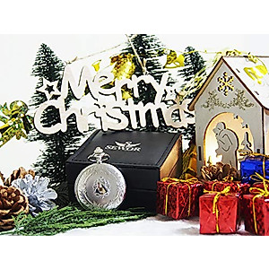 SEWOR Vintage Elegant Carving Pocket Watch Mechanical Hand Wind (Silver)