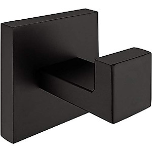 Nolimas 2 Pack Matte Black Towel Hook Stainless Steel Bathroom Rustproof Clothes Towel Coat Hook Wall Mounted Square Toilet Kitchen Heavy Duty Door Hanger