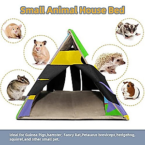 Y-DSIWX Guinea Pig Hideout Cozy Hamster House Cave for Bunny Chinchilla Hedgehog Small Animal Abstract Pattern Colorful