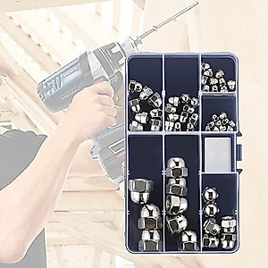 50Pcs Acorn Dome Cap Head Assortment Kit 304 201 316 Stainless Steel Hexagon Decorative Cap Acorn Cap