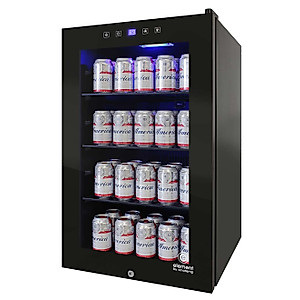 Vinotemp EL-BCU101-01 Refrigerator and Cooler Capacity Mini Drink Fridge with Touch Screen Temperature Control and Glass Door, 161 Can, Stainless Steel, 105 Beverage, Black