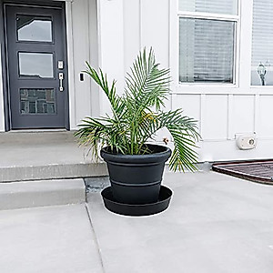 Garden Hour 25" Extra-Large Plant Saucers for Potted Plants & Felt Mat for Floor Protection - Plastic Plant Trays for Indoors No Holes - Extra-Deep Drip Trays for Potted Plants - 25W x 4.2D in.