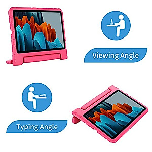 i-original Kids Case for Samsung Galaxy Tab S8/Galaxy Tab S7 11 Inch,SM-X700/X706/T870/T875/T878 Lightweight Convertible Shock Proof Handle Stand Protective Cover (rose)