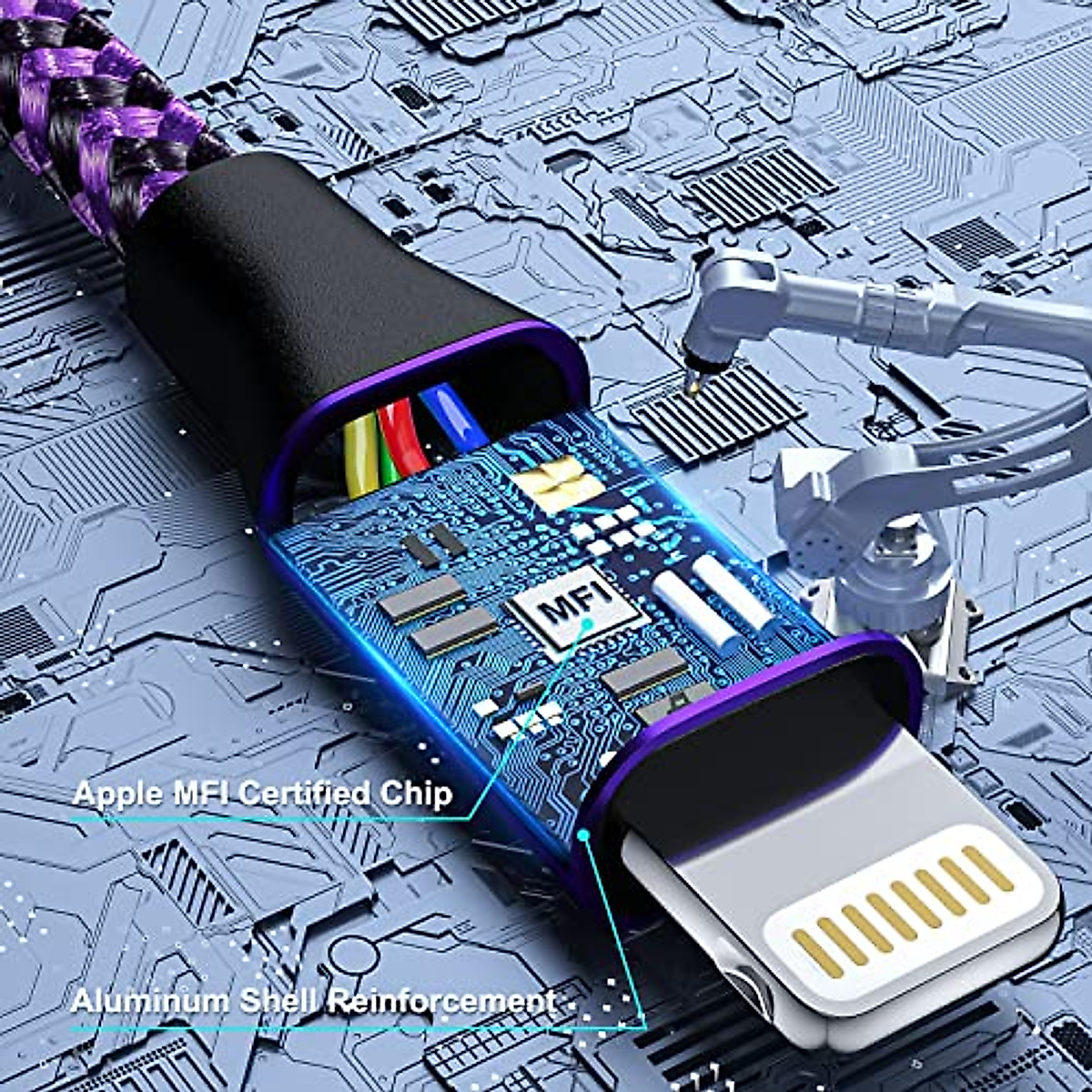 3 Pack [Apple MFi Certified] 6FT iPhone Charger USB Lightning Cable Fast Charging Nylon Braided Cord Compatible with iPhone 14/13/12/11 Pro Max/XS MAX/XR/XS/X/8/7/Plus/6S/6/SE/5S/iPad