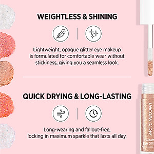 UNICORN GLOW Gleam Eye Glitter 01 Mirror, Liquid Glitter Eyeshadow for High Impact Glam Looks 0.14 oz. / 4 g Made in Korea