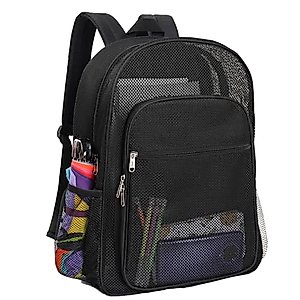 Tyckgin Heavy Duty Mesh Backpack, Lightweight See Through College Mesh Daypack, Semi-transparent Mesh Casual Backpack for Commuting, Swimming, Travel, Beach, Outdoor Sports