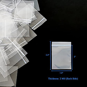 300pcs Small Plastic Bags, 1" x 2" 2 Mil Reusable Clear Poly Bags Mini Zip Baggies for Jewelry Parts, Small Items Storage