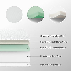 Ayoiow 10 King Mattress Memory Foam King Mattress, 10 inch Gel Memory Foam Mattress for A Cool Sleep, Bed in A Box, Green Tea Infused, Certipur-Us Certified