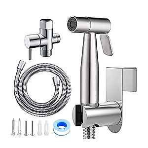 MINJING Handheld Toilet Bidet Faucet Sprayer Stainless Steel Bathroom Hand Spraye Set Self Cleaning Shower Head No Punch